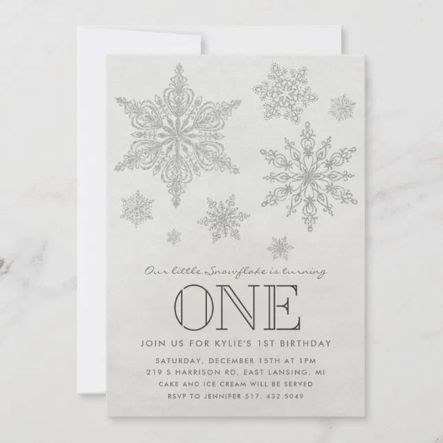 Snowflake Winter Birthday Party Invitation | Zazzle