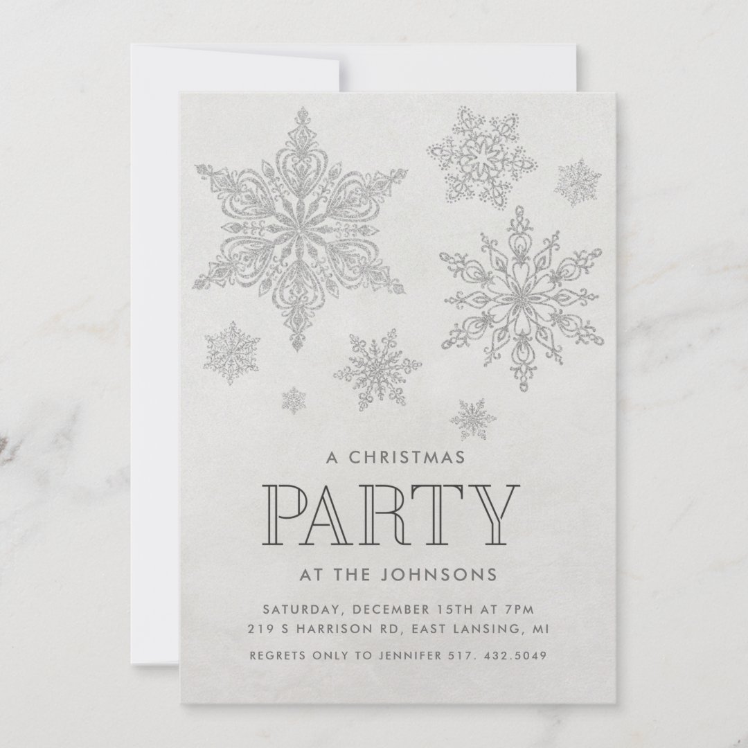 Snowflake Winter Christmas Party Invitation | Zazzle