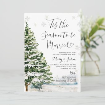 Snowflake Winter Christmas Tree Wedding Invitation | Zazzle