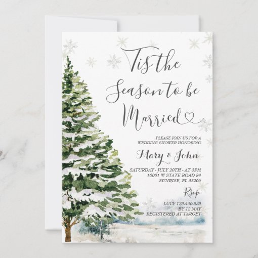 Snowflake Winter Christmas Tree Wedding Invitation | Zazzle