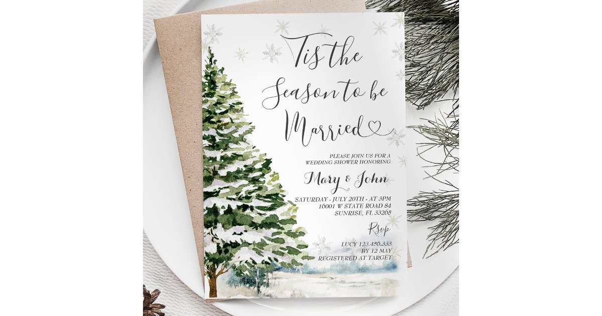 Snowflake Winter Christmas Tree Wedding Invitation | Zazzle