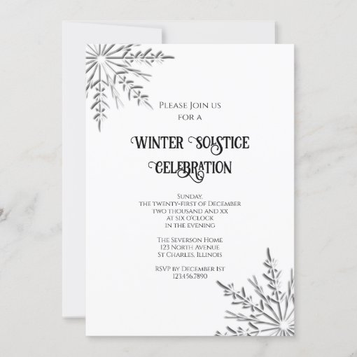 Snowflake Winter Solstice Celebration Invitation | Zazzle