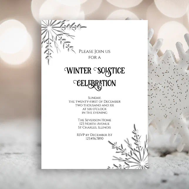Snowflake Winter Solstice Celebration Invitation | Zazzle