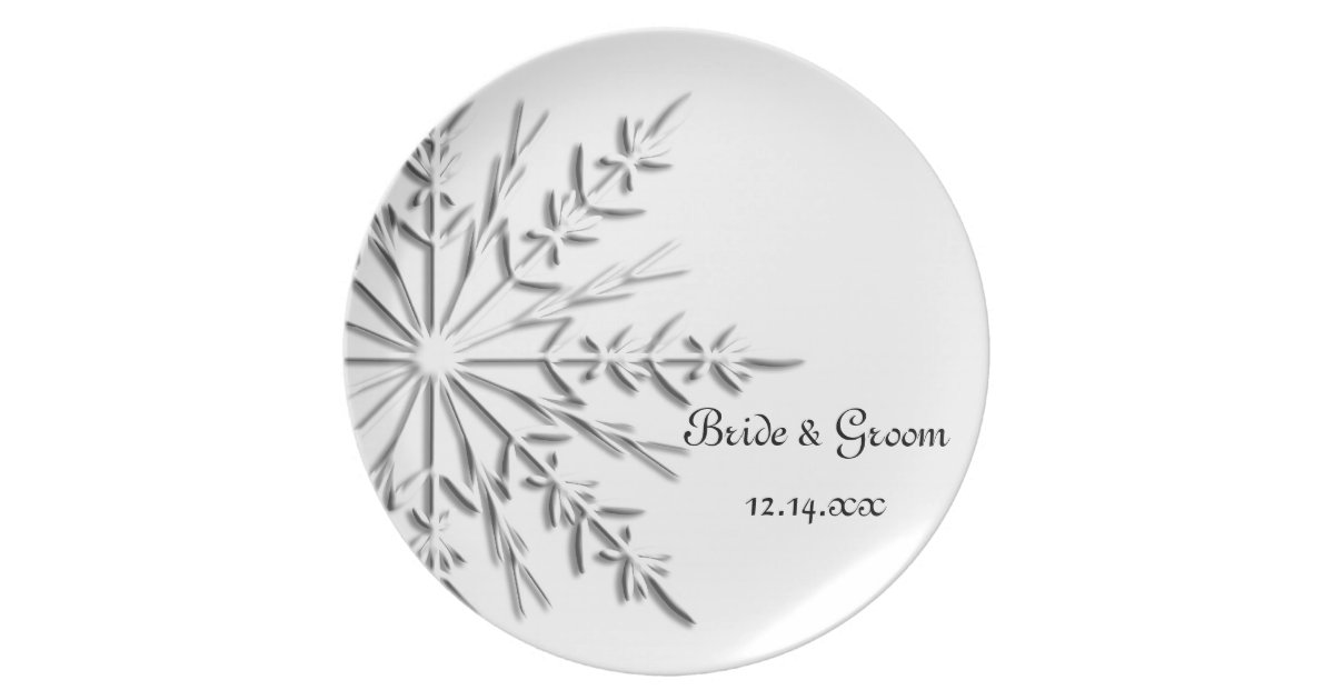 Snowflake Winter Wedding Plate | Zazzle