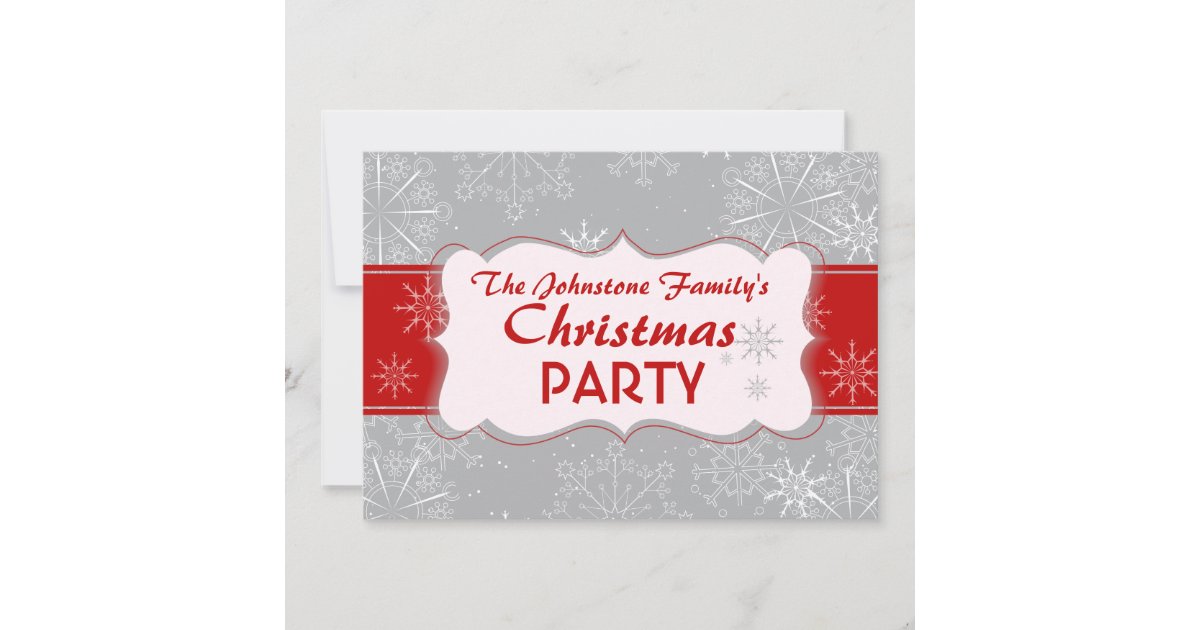 Snowflakes and Banner Christmas Party Invitations | Zazzle