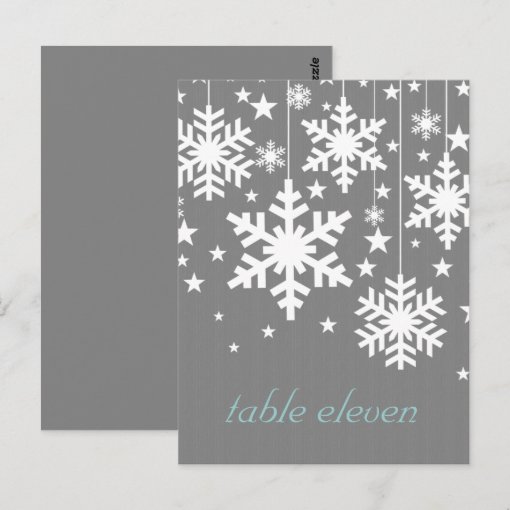 Snowflakes and Stars Table Postcard, Gray Postcard | Zazzle