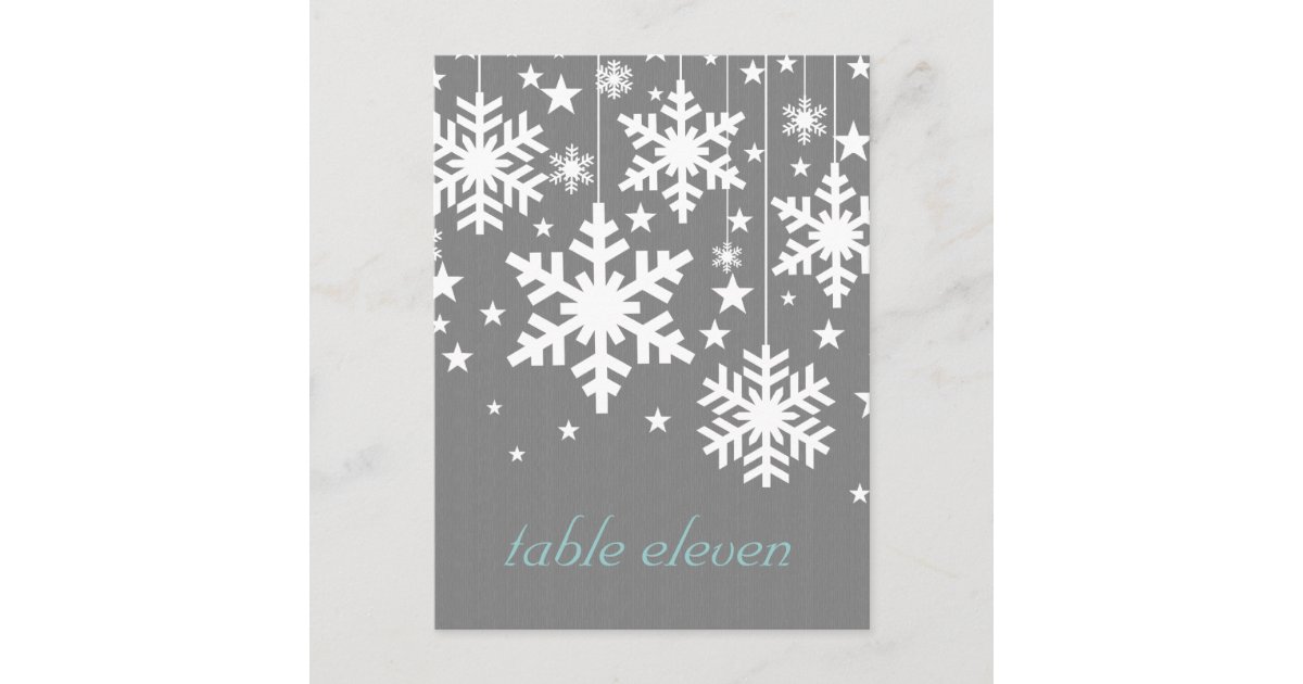 Snowflakes and Stars Table Postcard, Gray Postcard | Zazzle