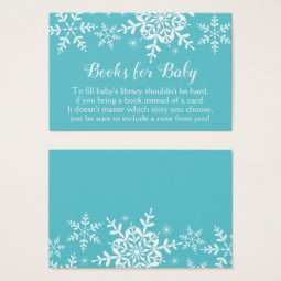 Snowflakes Baby Boy Shower Turquoise Bring a Book | Zazzle