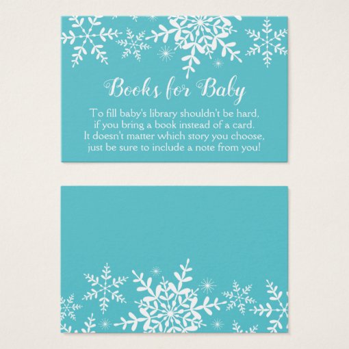 Snowflakes Baby Boy Shower Turquoise Bring a Book | Zazzle