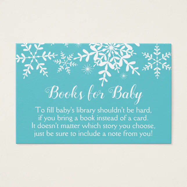 Snowflakes Baby Boy Shower Turquoise Bring a Book | Zazzle