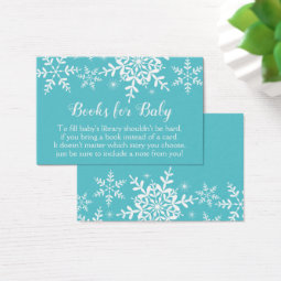 Snowflakes Baby Boy Shower Turquoise Bring a Book | Zazzle