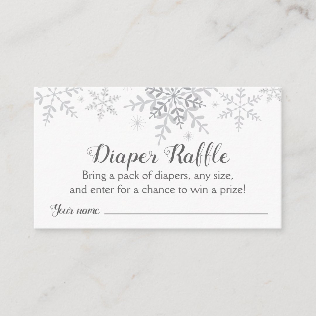 Snowflakes Baby Shower Diaper Raffle Ticket Enclosure Card | Zazzle