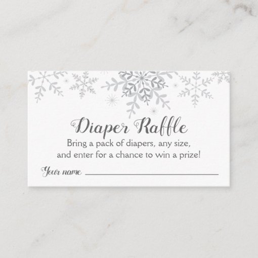 Snowflakes Baby Shower Diaper Raffle Ticket Enclosure Card | Zazzle
