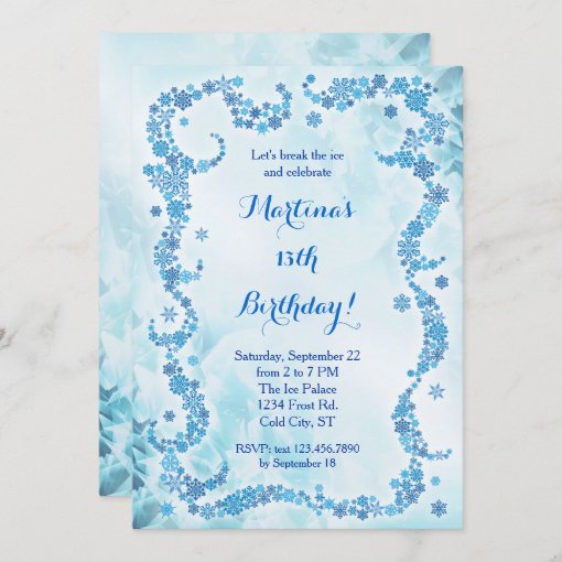 Snowflakes Birthday Invitation | Zazzle