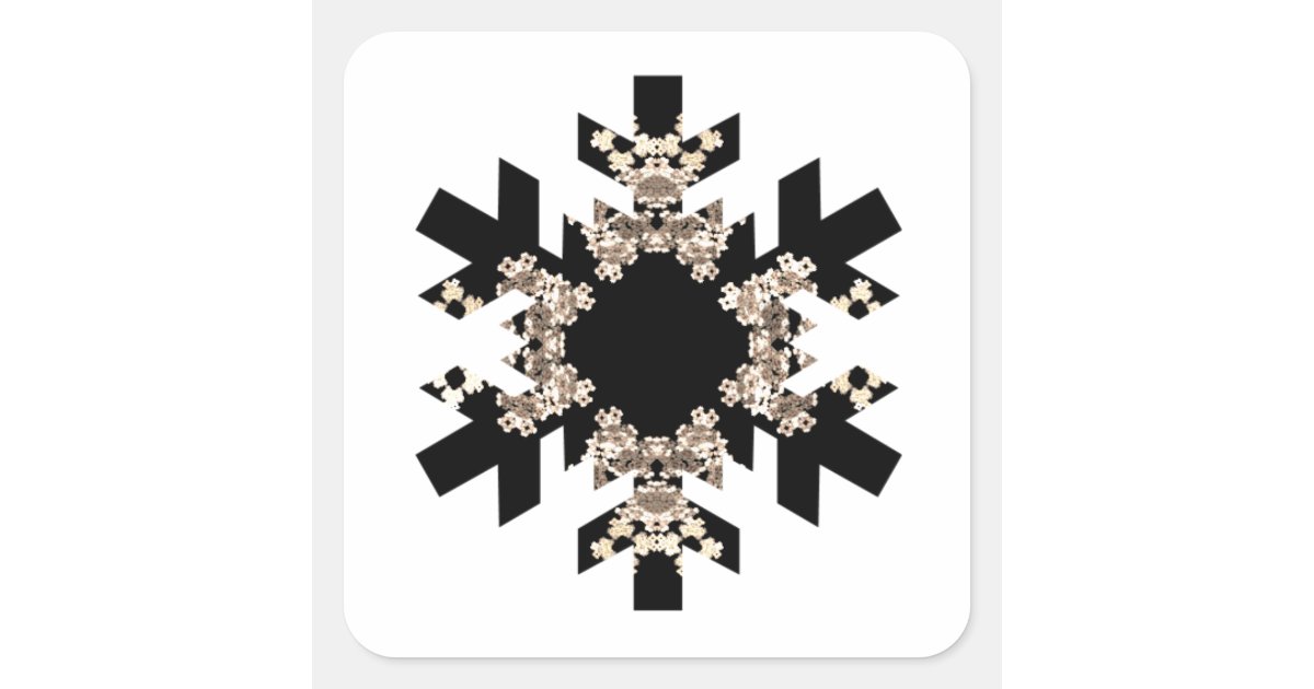 Snowflakes Black and White Fractal Art Square Sticker | Zazzle