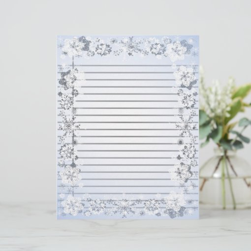 Snowflakes Border Heavy Lined Writing Paper | Zazzle