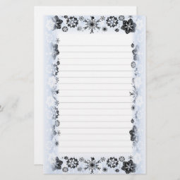 Snowflakes Border Lined Writing Paper | Zazzle