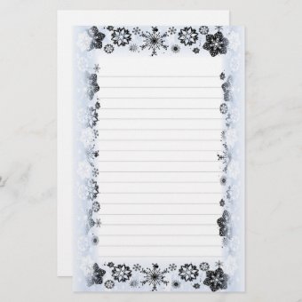 Snowflakes Border Lined Writing Paper | Zazzle