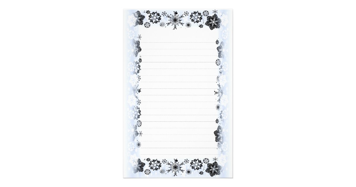 Snowflakes Border Lined Writing Paper | Zazzle.com