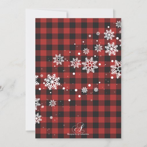 Snowflakes & Buffalo Plaid Christmas Party Invite | Zazzle