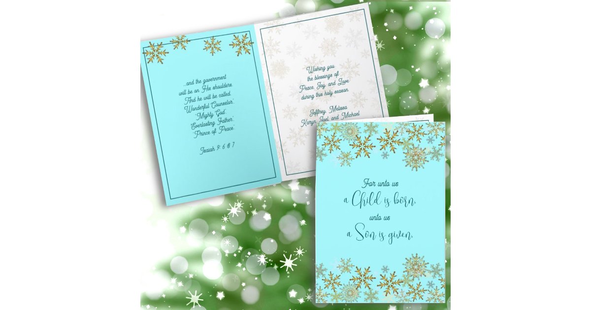Snowflakes Christian Scripture Blue Christmas Card | Zazzle