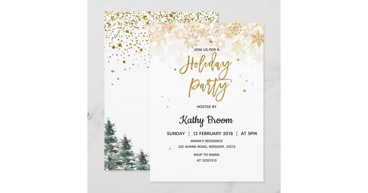 Snowflakes Christmas Holiday Party Invitation card | Zazzle