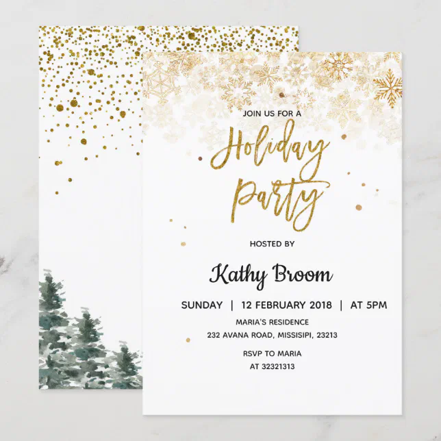 Snowflakes Christmas Holiday Party Invitation card | Zazzle