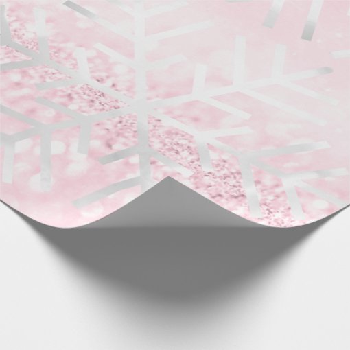 Snowflakes Christmas Holiday Pink Spark Glitter Wrapping Paper | Zazzle