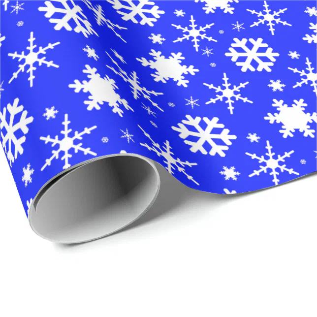 Snowflakes Dark Blue Wrapping Paper | Zazzle