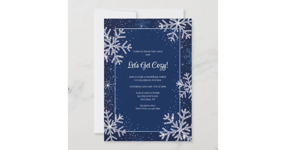 Snowflakes Frame Invitation | Zazzle