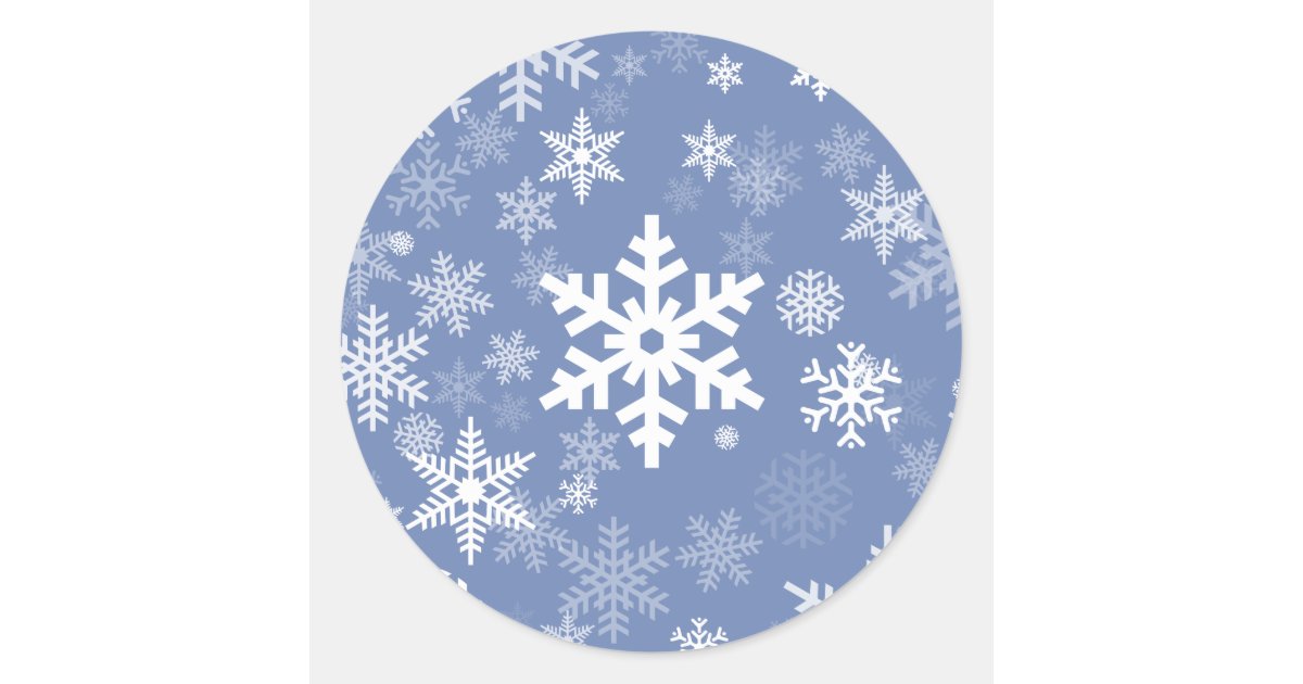 Snowflakes Graphic Customize Color Background on a Classic Round ...
