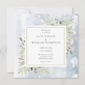 Snowflakes Greenery Watercolor Leaves Wedding Invitation | Zazzle