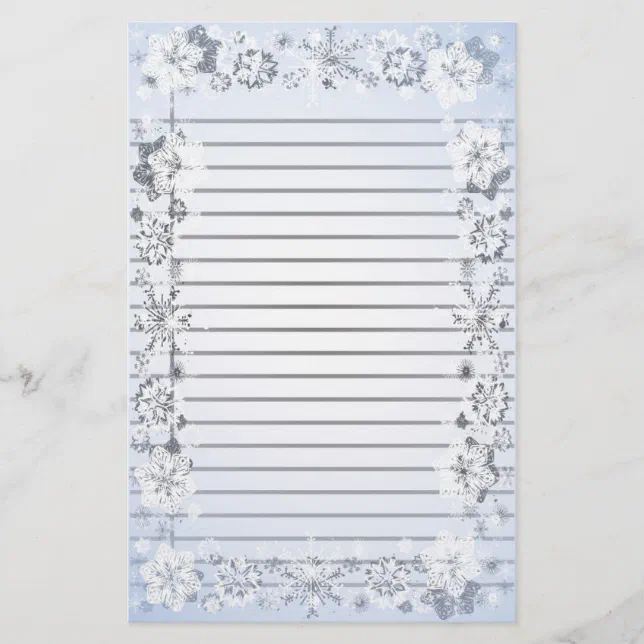 Snowflakes Heavy Lined Writing Paper | Zazzle