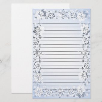 Snowflakes Heavy Lined Writing Paper | Zazzle