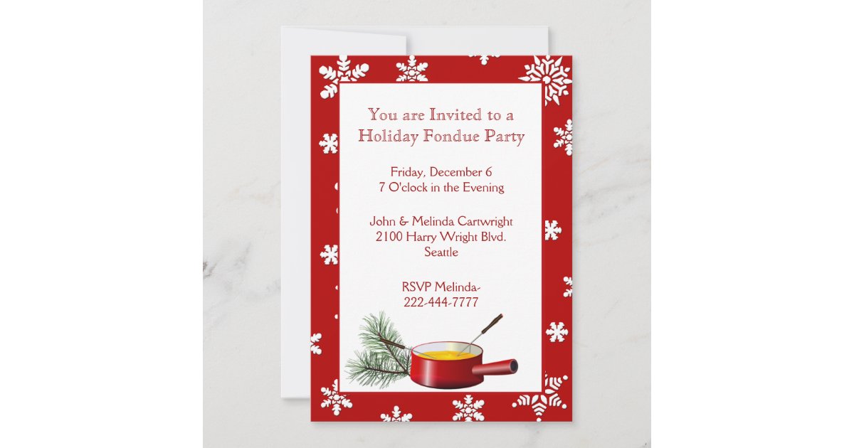 Snowflakes Holiday Fondue Party Invitation | Zazzle