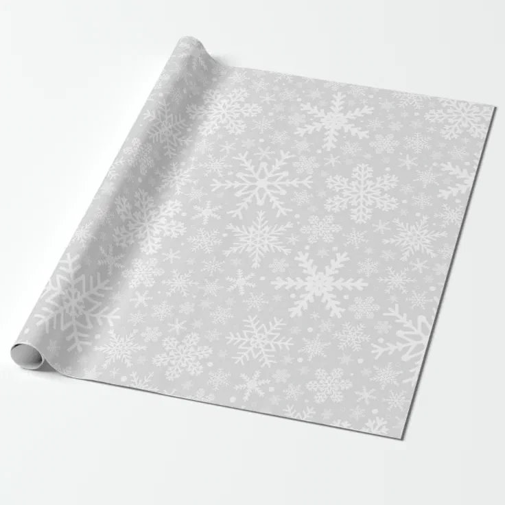 SNOWFLAKES IN SILVER | Wrapping Paper | Zazzle