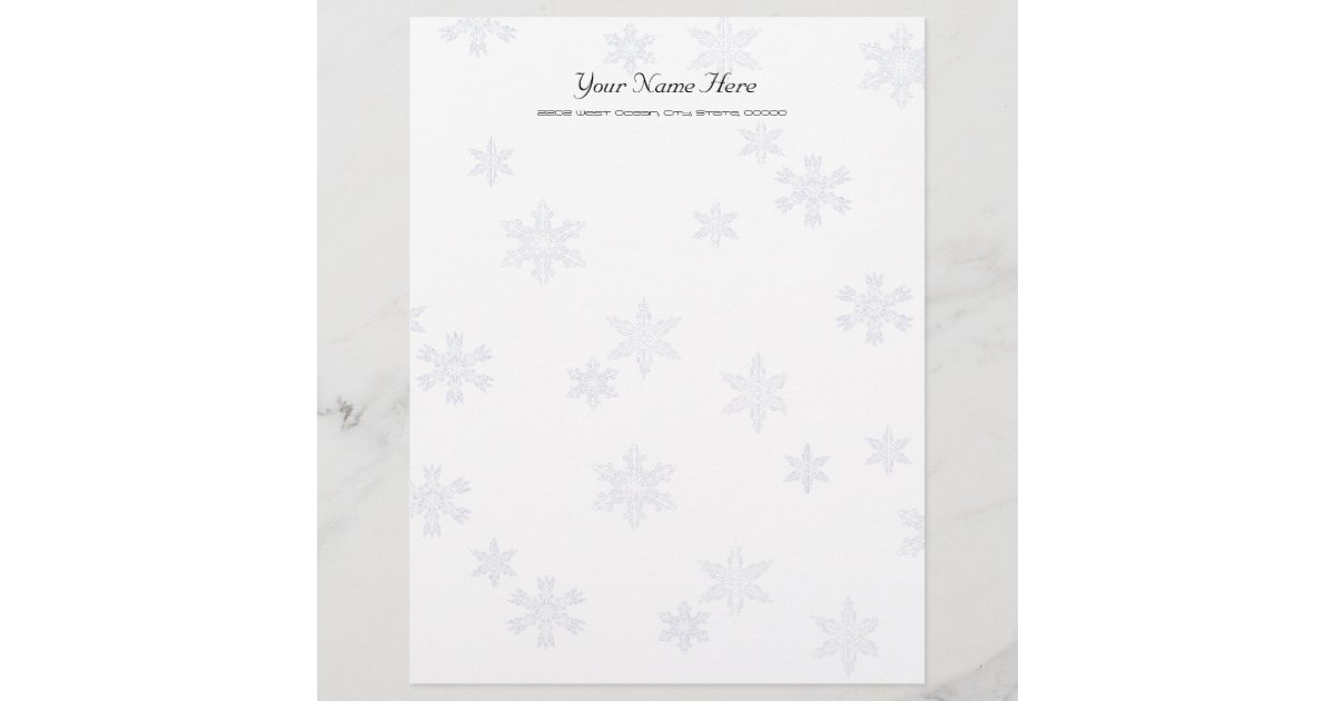 Snowflakes Letterhead Stationery Linen Paper | Zazzle