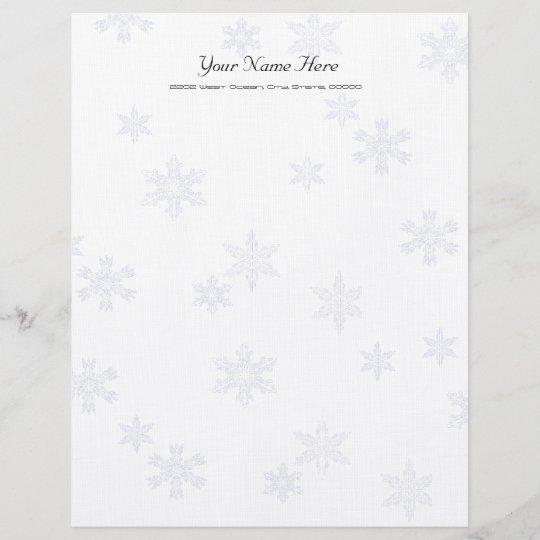 Snowflakes Letterhead Stationery Linen Paper | Zazzle.com
