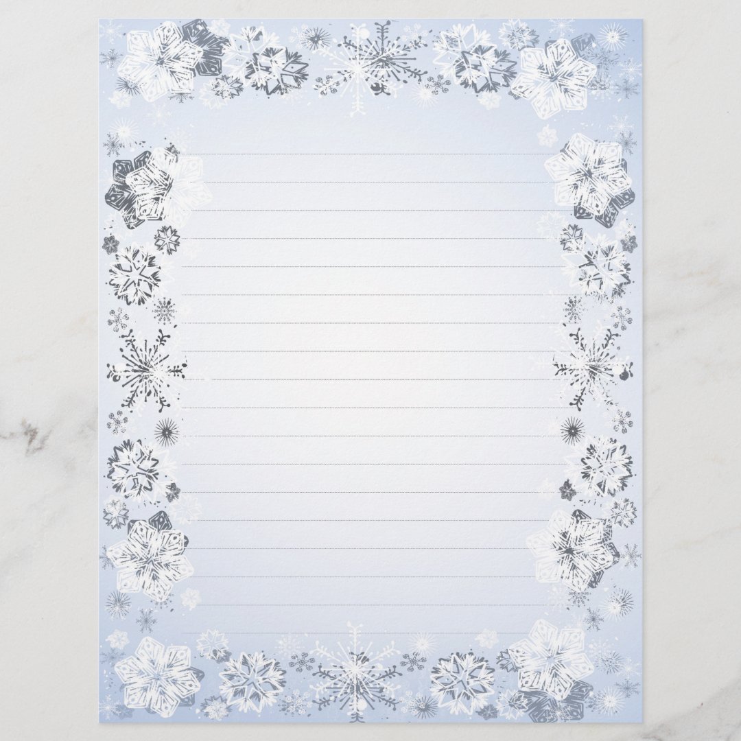 Snowflakes Lined Writing Paper | Zazzle