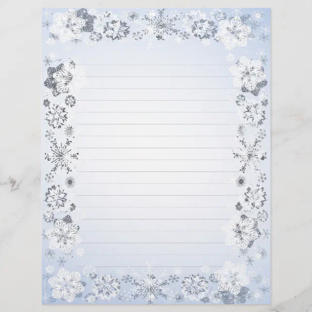 Snowflakes Lined Writing Paper | Zazzle