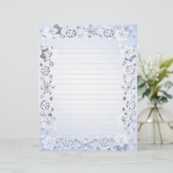 Snowflakes Lined Writing Paper | Zazzle
