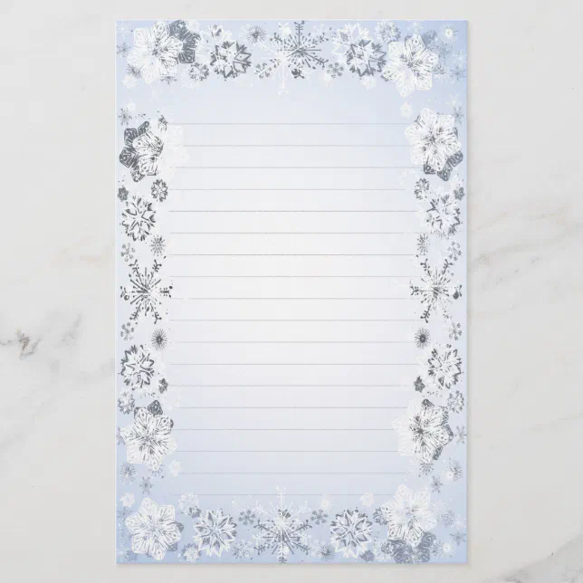 Snowflakes Lined Writing Paper | Zazzle