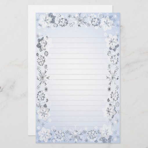 Snowflakes Lined Writing Paper | Zazzle