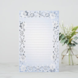 Snowflakes Lined Writing Paper | Zazzle