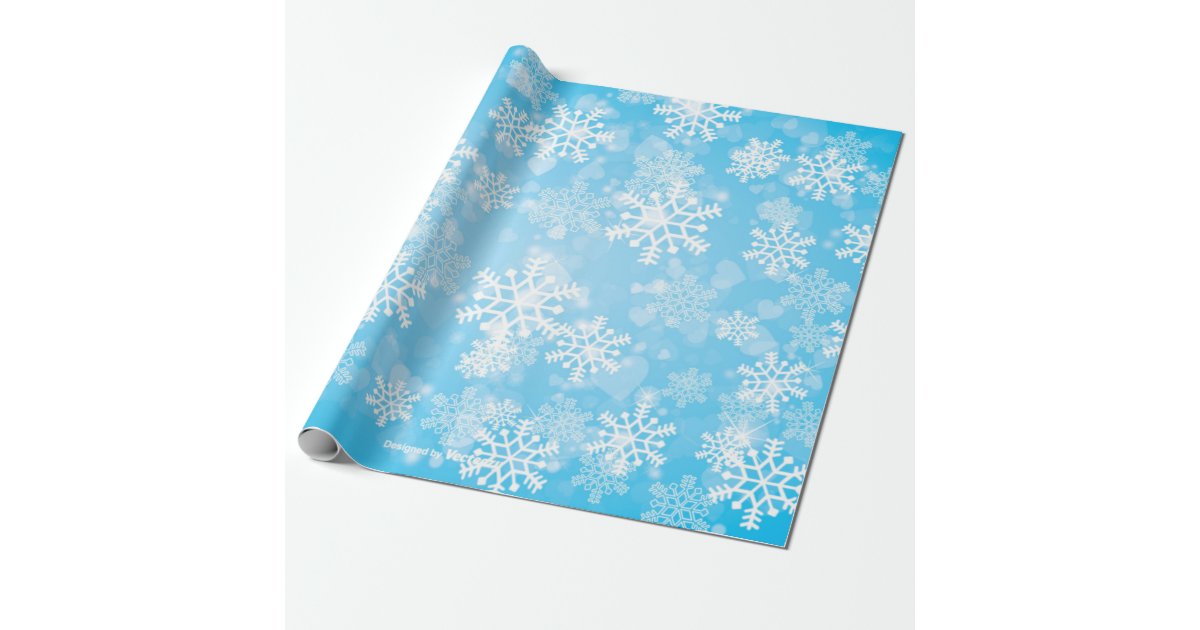 Snowflakes on Bright Blue Wrapping Paper | Zazzle