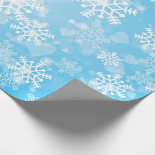 Snowflakes on Bright Blue Wrapping Paper | Zazzle