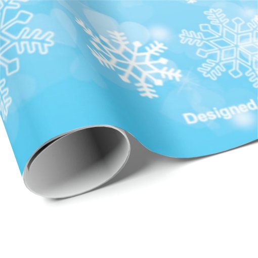Snowflakes on Bright Blue Wrapping Paper | Zazzle