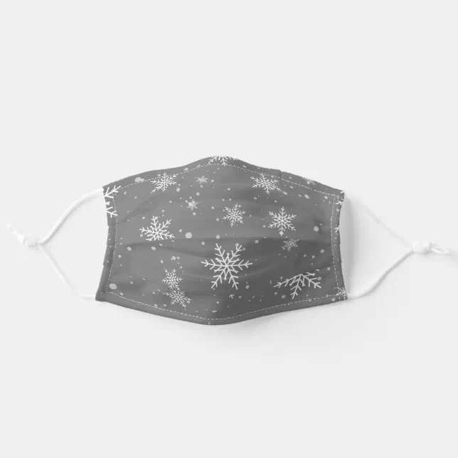 Snowflakes on Classic Gray Silver Background Adult Cloth Face Mask | Zazzle