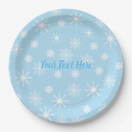 Snowflakes Party Paper Plates with Custom Text | Zazzle.com