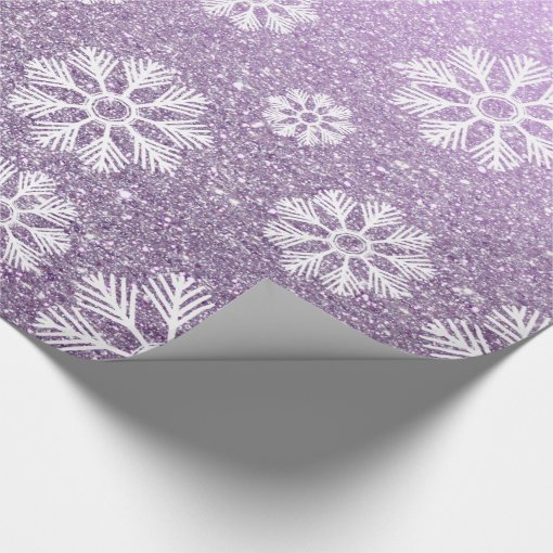 Snowflakes Pattern Holiday Lavender Faux Glitter Wrapping Paper | Zazzle